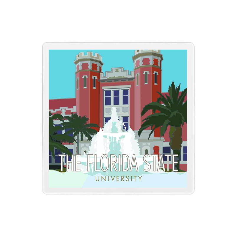 Florida West Cott Fountain Coaster - 4" x 4" Coaster – Travel Posters