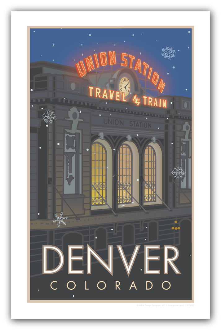Union Station 1 (Snowflakes), Denver, Colorado - Poster – Travel Posters